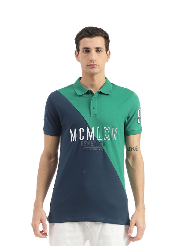 EMBROIDERED HALF-AND-HALF POLO T-SHIRT - FineBrandz