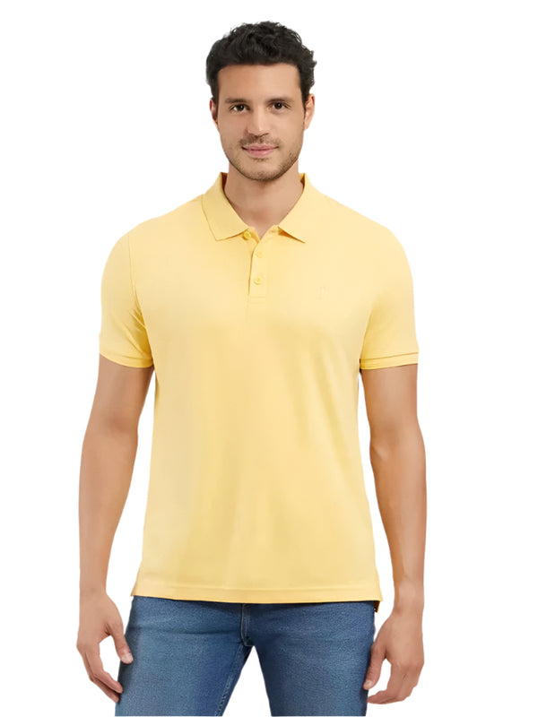 Men's Super Combed Cotton Rich Solid Half Sleeve Corn Silk Polo T-Shir ...